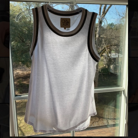 Chaser | Tops | Chaser White Tank With Grey Trim | Poshmark